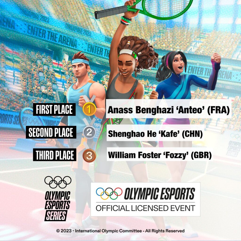 Anteo wins inaugural Olympic Esports Series 2023 finals for tennis ...